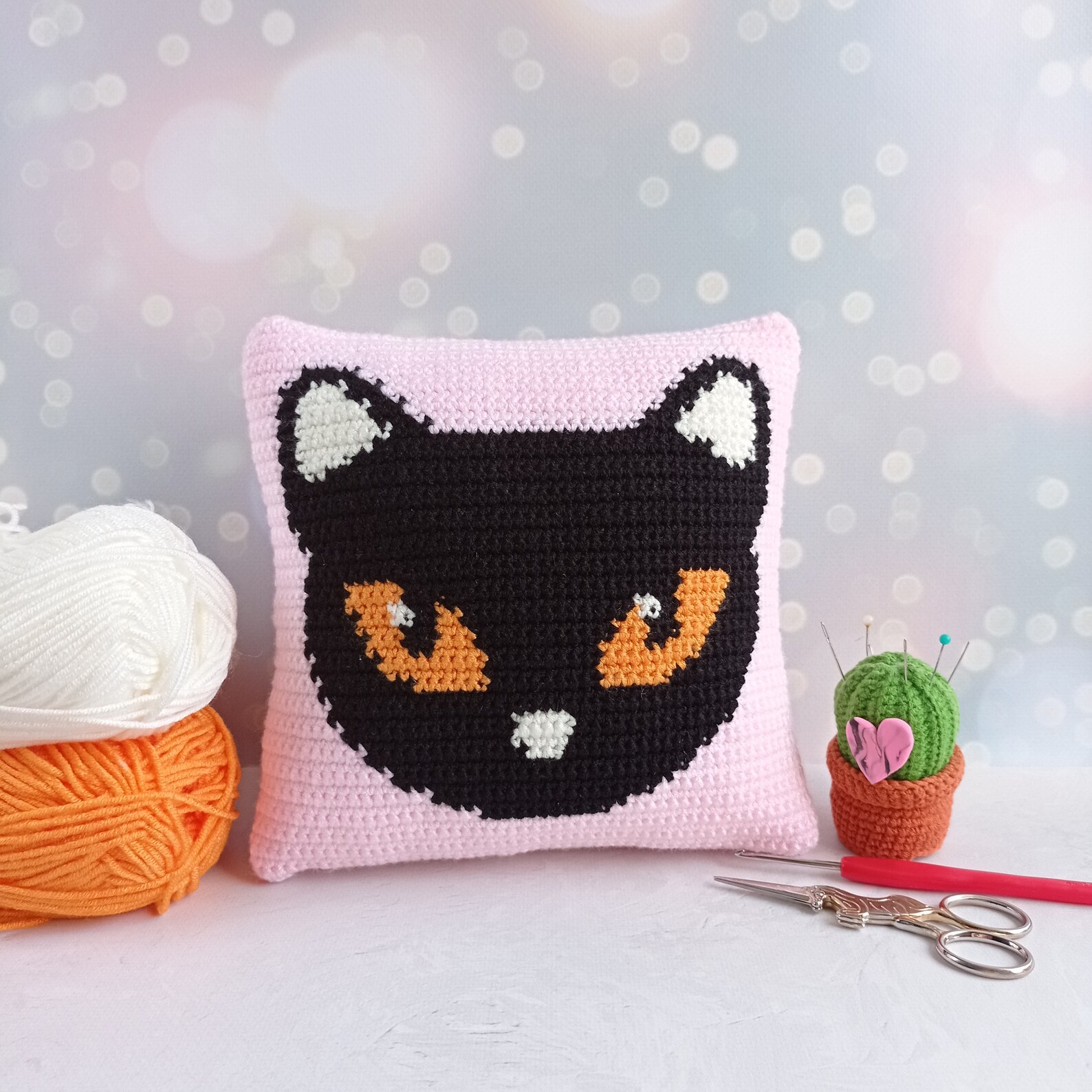 Crochet Pattern Pillow Crochet Cushion Pattern Crochet Cat | Etsy