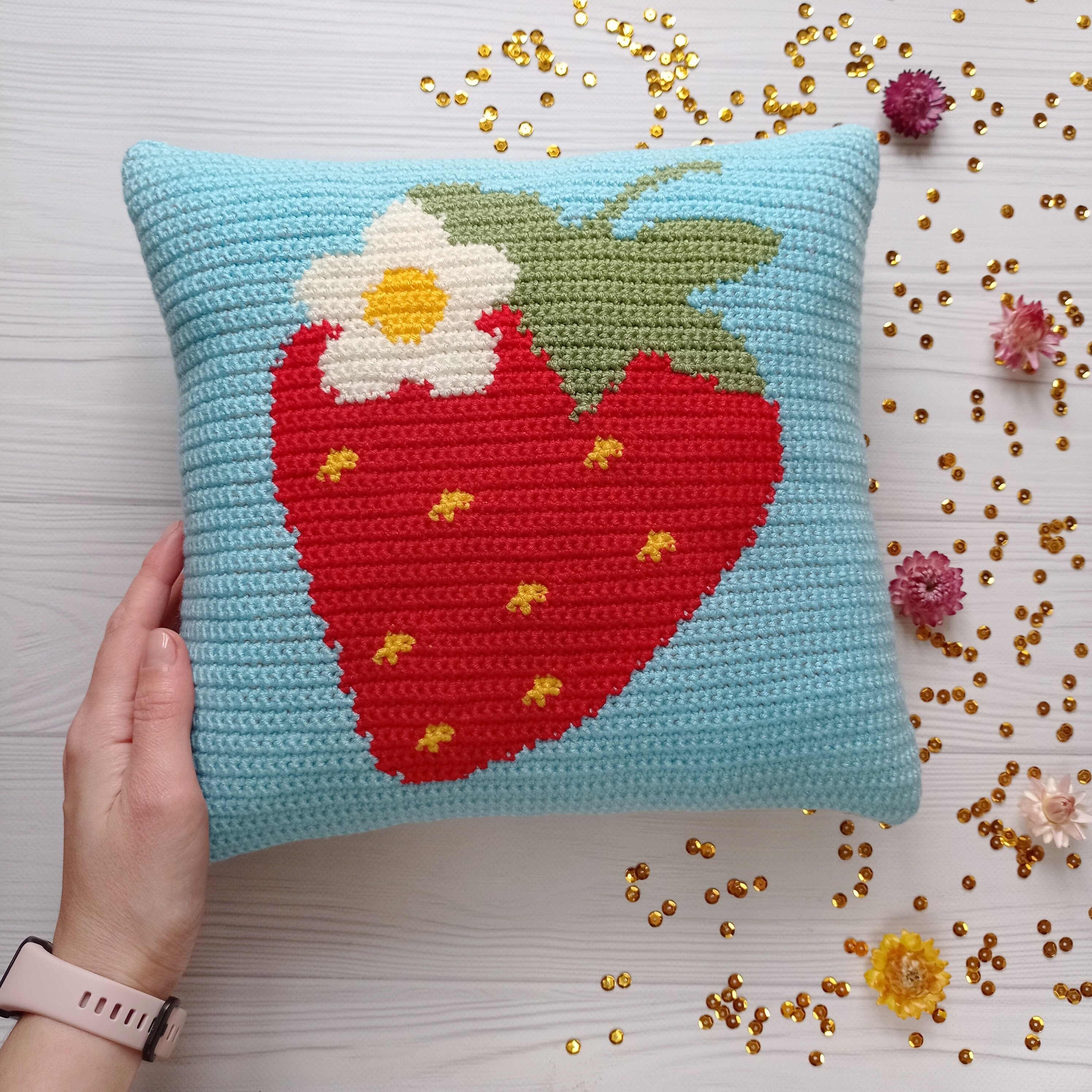 Crochet Pillow Pattern Strawberry Crochet Pattern Crochet - Etsy