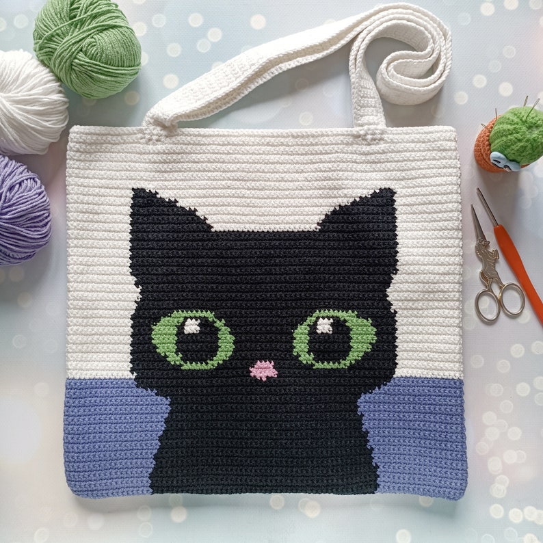 Crochet Cat Pattern Crochet Bag Pattern Crochet Tote Bag - Etsy