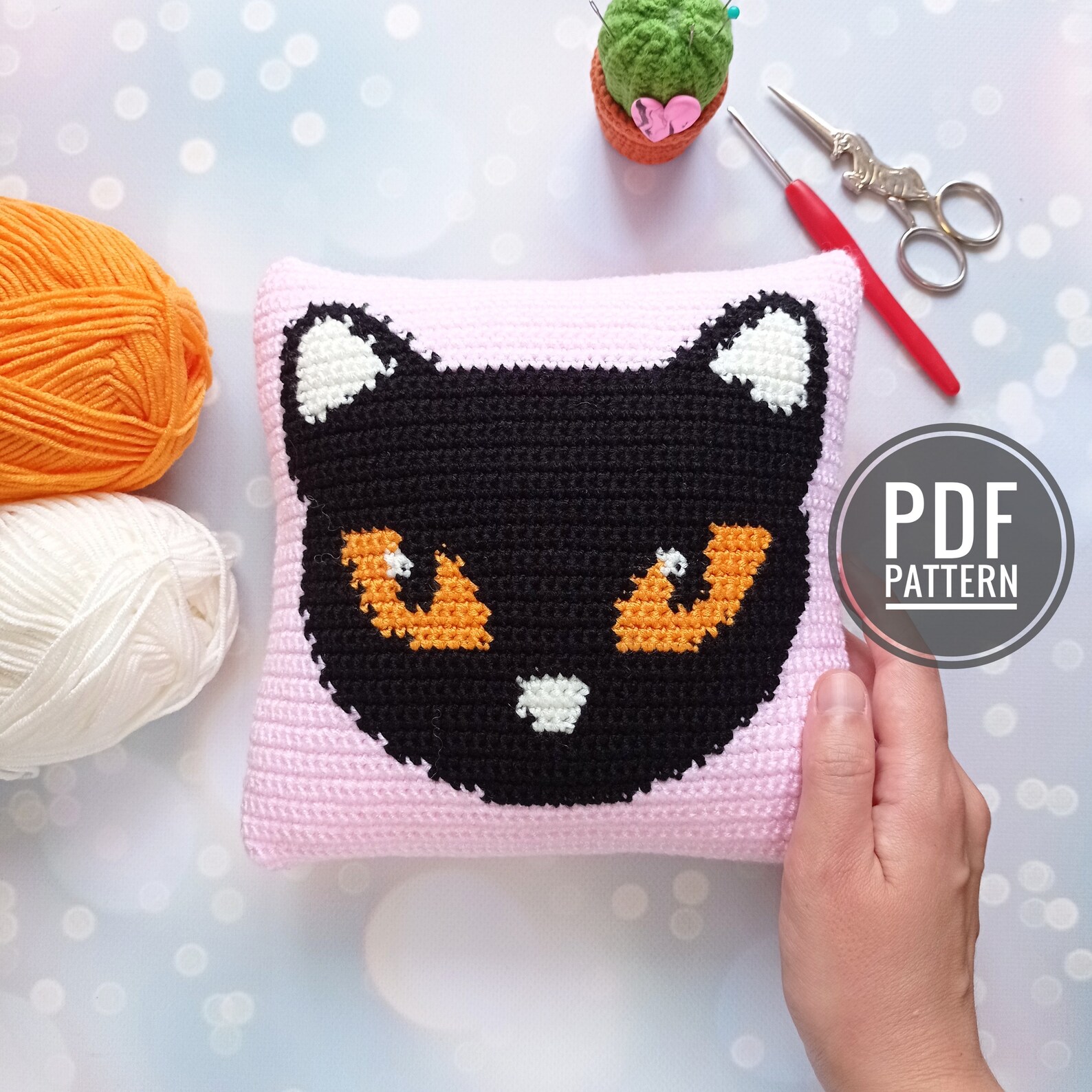 Crochet Pattern Pillow Crochet Cushion Pattern Crochet Cat | Etsy
