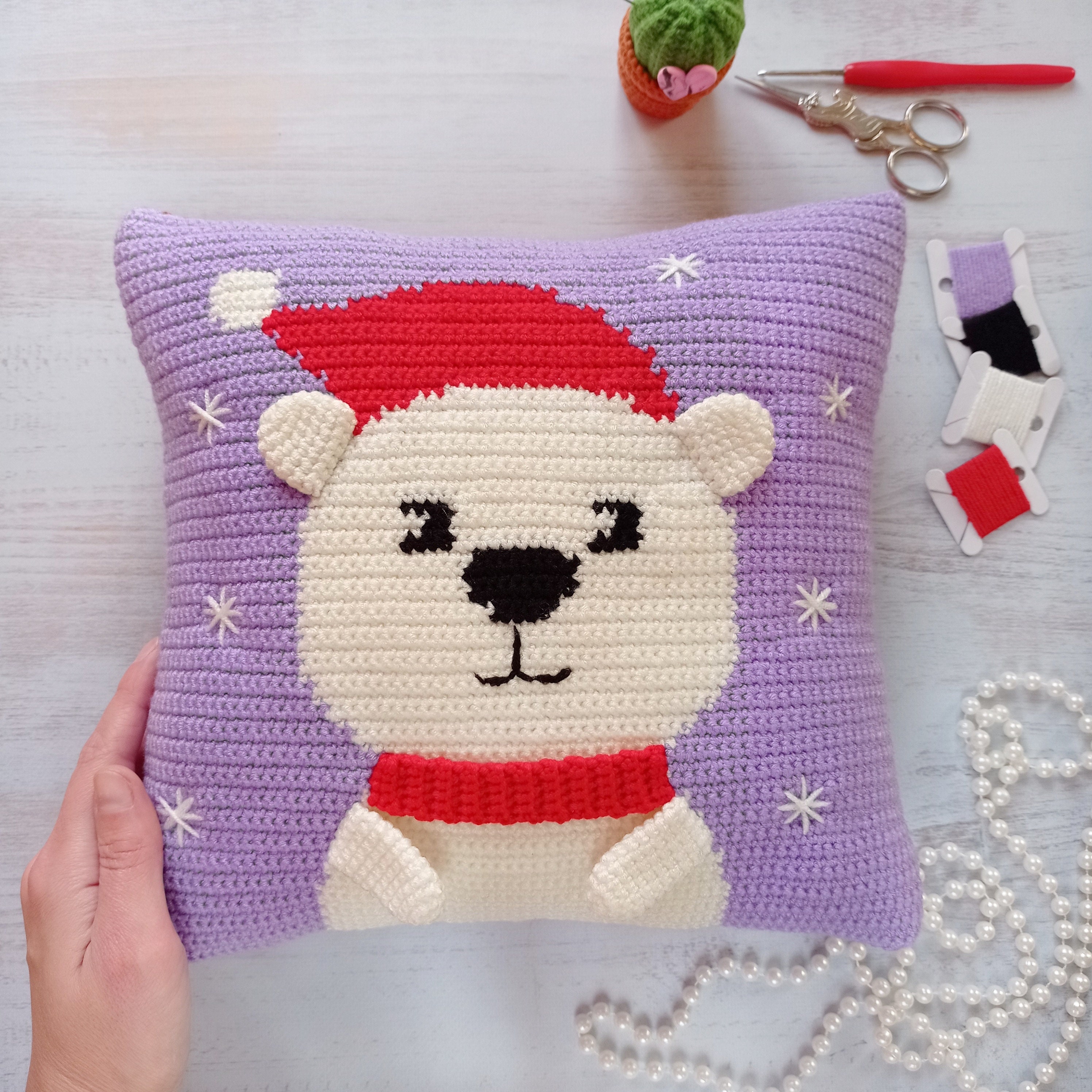 Crochet Christmas Pillow Pattern Crochet Cushion Crochet - Etsy
