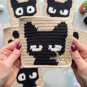 Cats Squares Crochet Pattern, Crochet Cat Pattern, Crochet Square ...