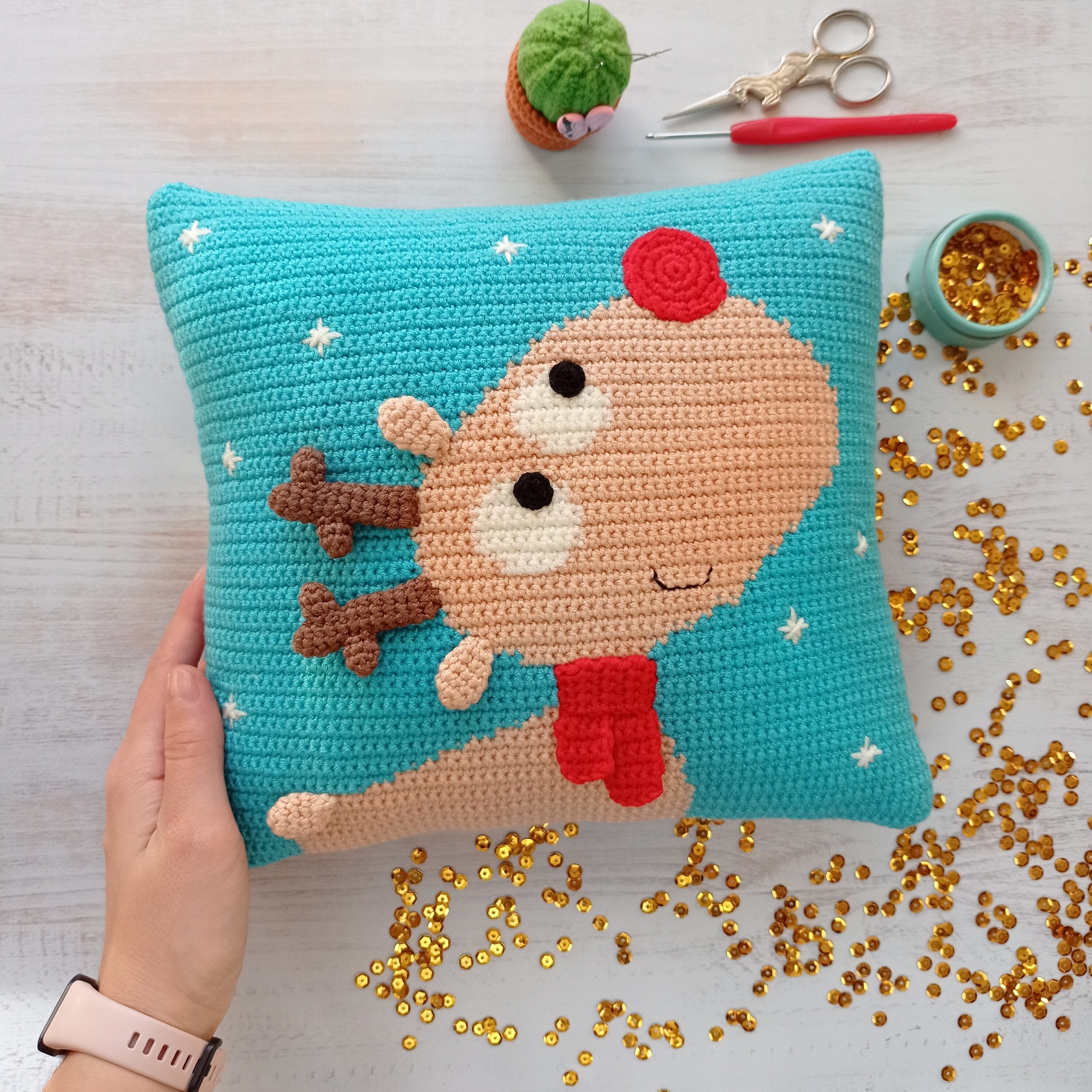 Crochet Christmas Pillow Pattern Crochet Cushion Crochet | Etsy