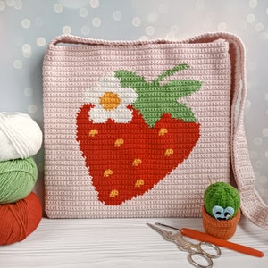 Crochet Bag Pattern, Crochet Tote Bag Pattern, Crochet Strawberry ...