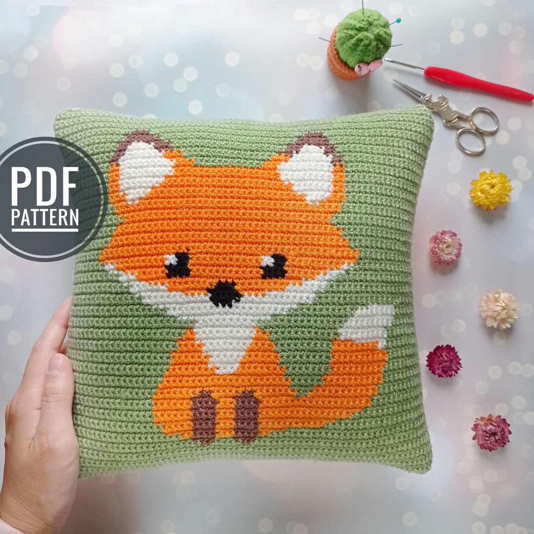 Crochet Fox Pillow Pattern: DIY Cushion Cover (PDF Pattern) - Etsy