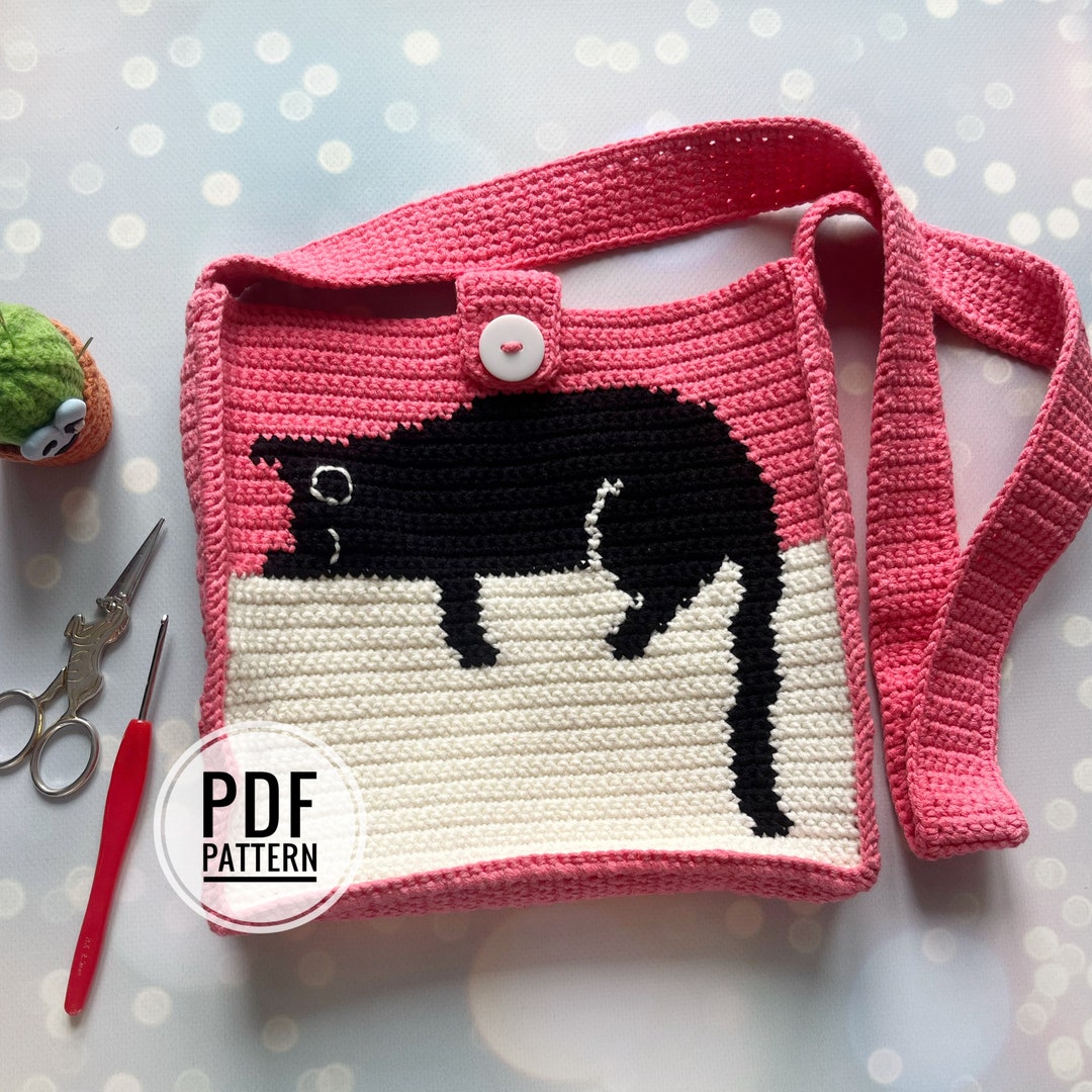 Crochet Bag Pattern, Crochet Mini Bag Pattern, Crochet Black Cat ...