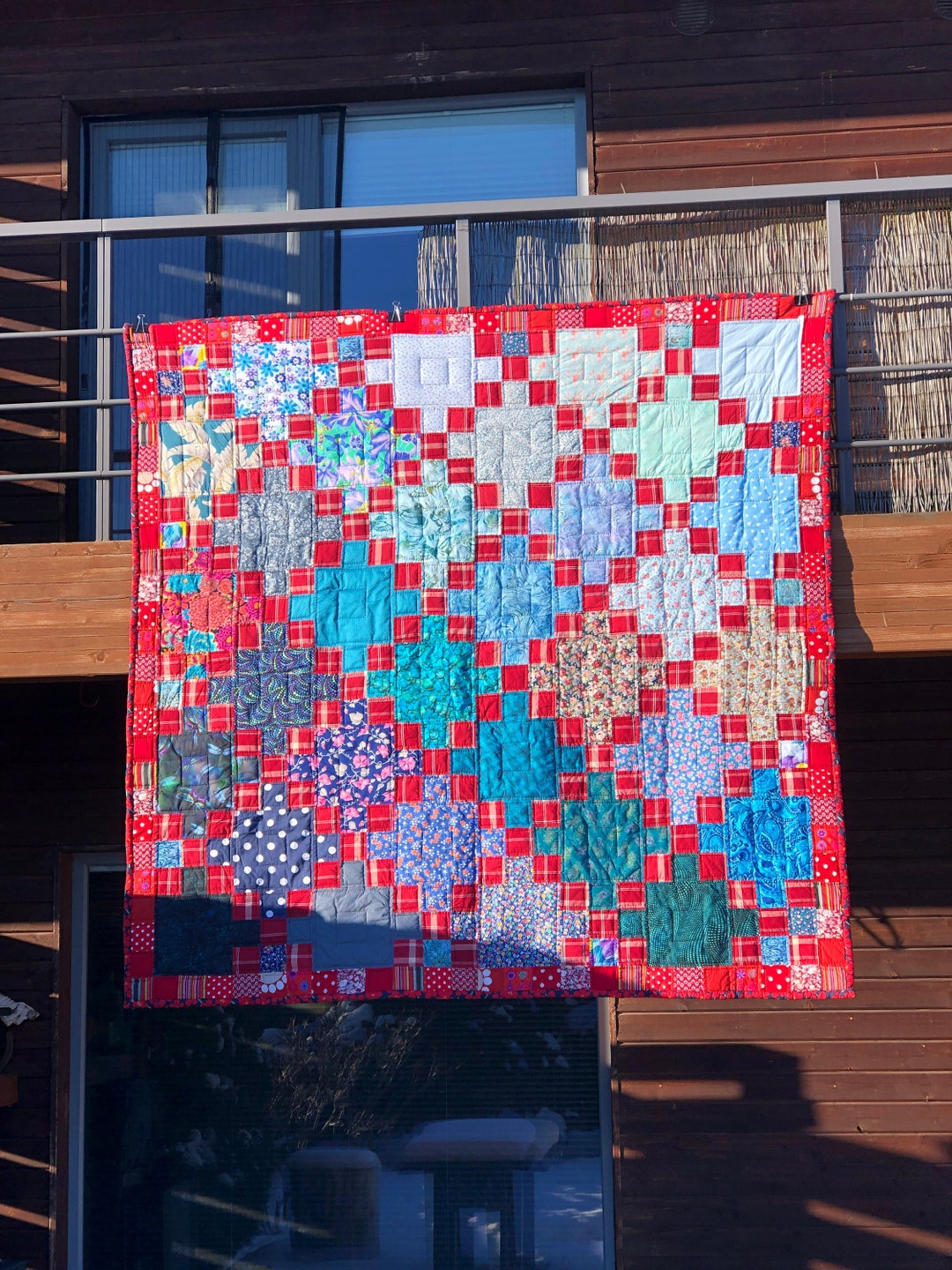 Patchwork Queen Size Quilt: Handcrafted Irish Chain Cotton Comforter - Etsy