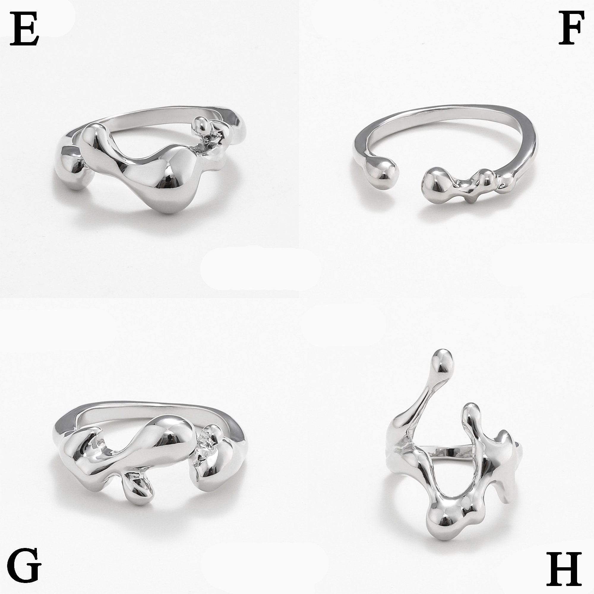 Silver Ringsliquid Metal Jewelryirregular Ringfashion - Etsy