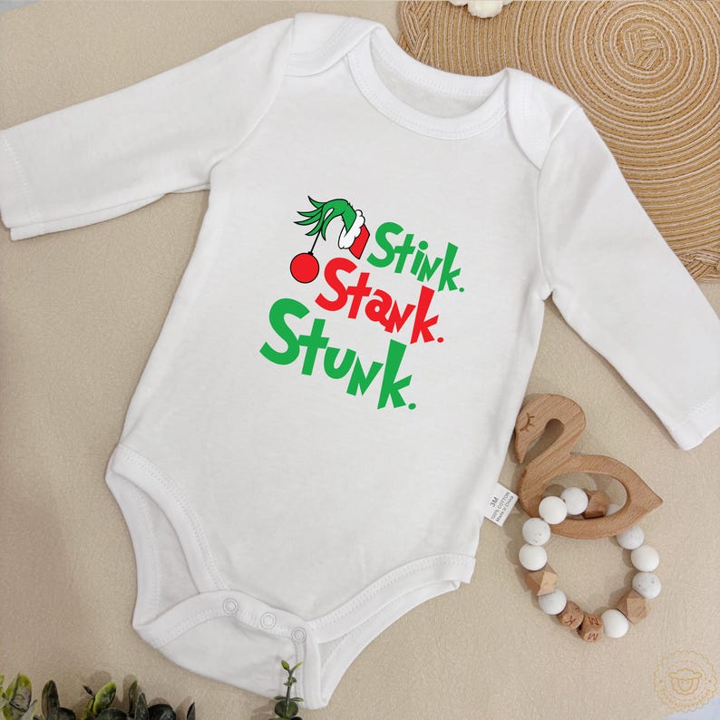 Stink Stank Stunk Christmas Baby Bodysuit,merry Christmas Newborn Baby ...