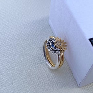 Celestial Sun Moon Ring925 Silver Moon Ring and Sun Ring for - Etsy