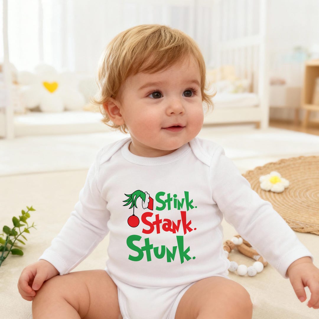 Stink Stank Stunk Christmas Baby Bodysuit,merry Christmas Newborn Baby ...