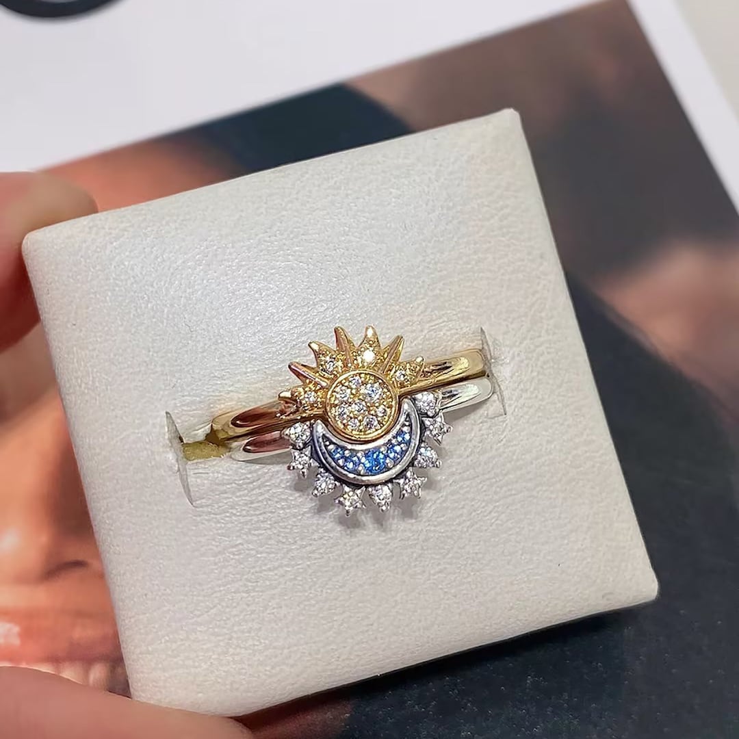 Celestial Sun Moon Ring925 Silver Moon Ring and Sun Ring for - Etsy