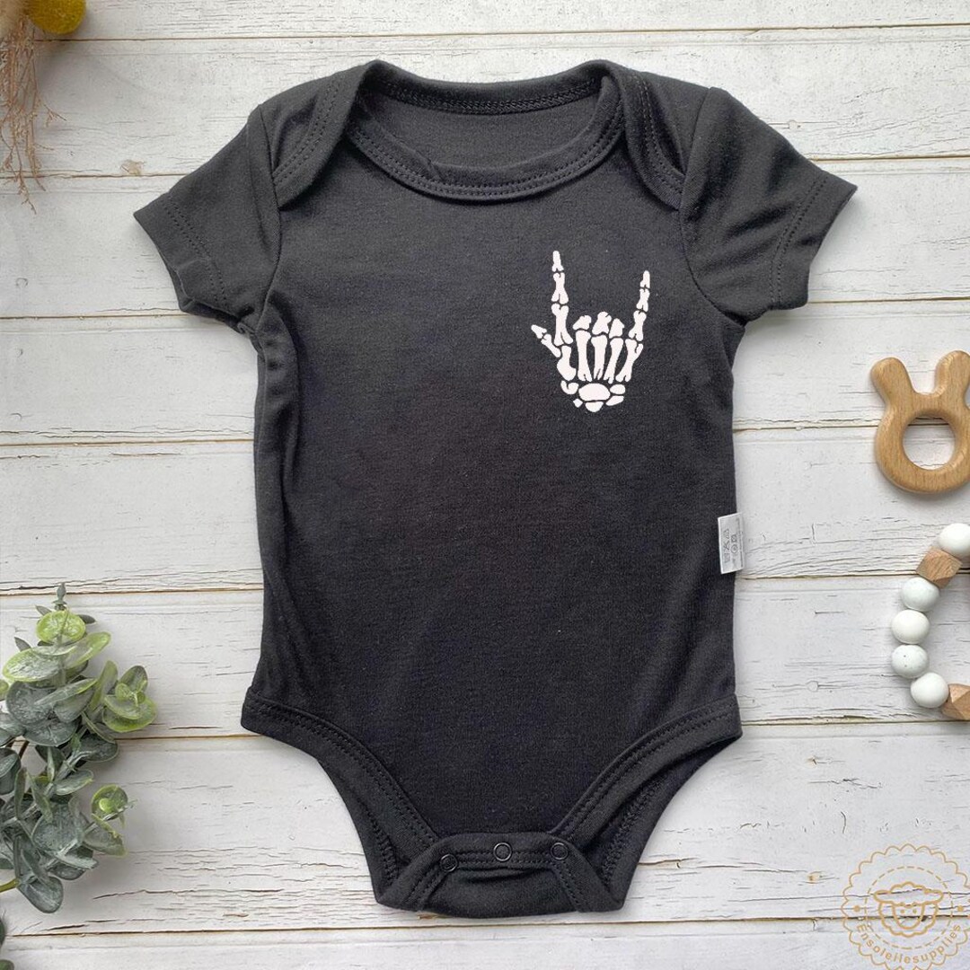 Rock on Baby Bodysuit, Skeleton Hand Baby Bodysuit，cool Gift for Baby ...