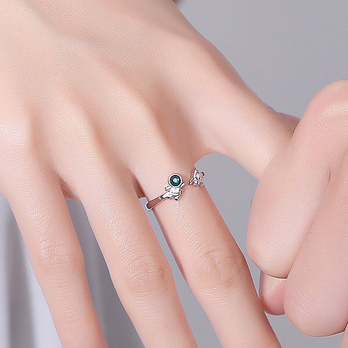 Couple Rings With Spacemenrocket Ships and Stars Ringlover - Etsy