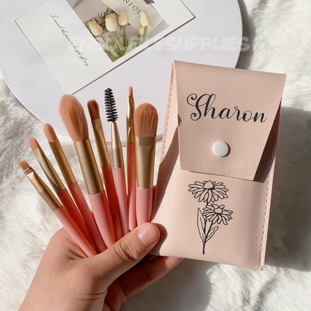 Personalized Birth Flower Makeup Brush Set,custom Name Bridesmaid ...