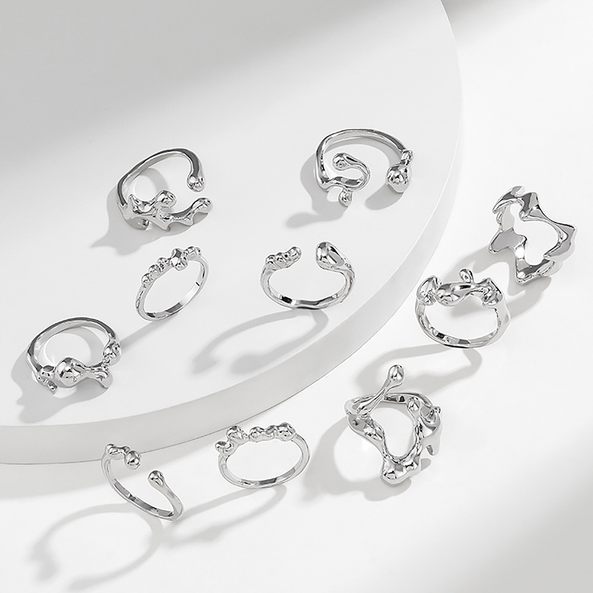 Silver Ringsliquid Metal Jewelryirregular Ringfashion - Etsy