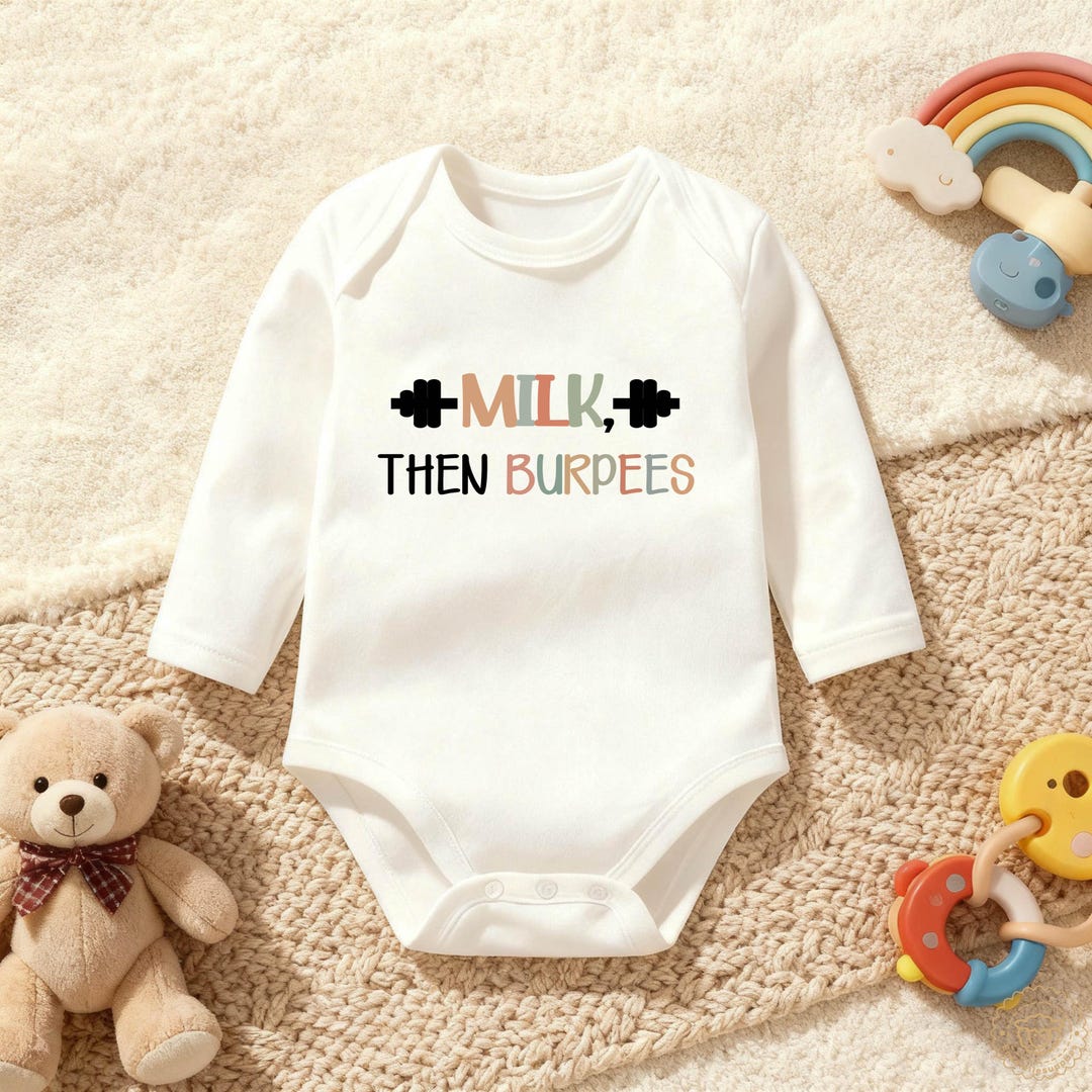 Milk Then Burpees Baby Bodysuit,funny Gym & Crossfit Baby Bodysuit,milk ...