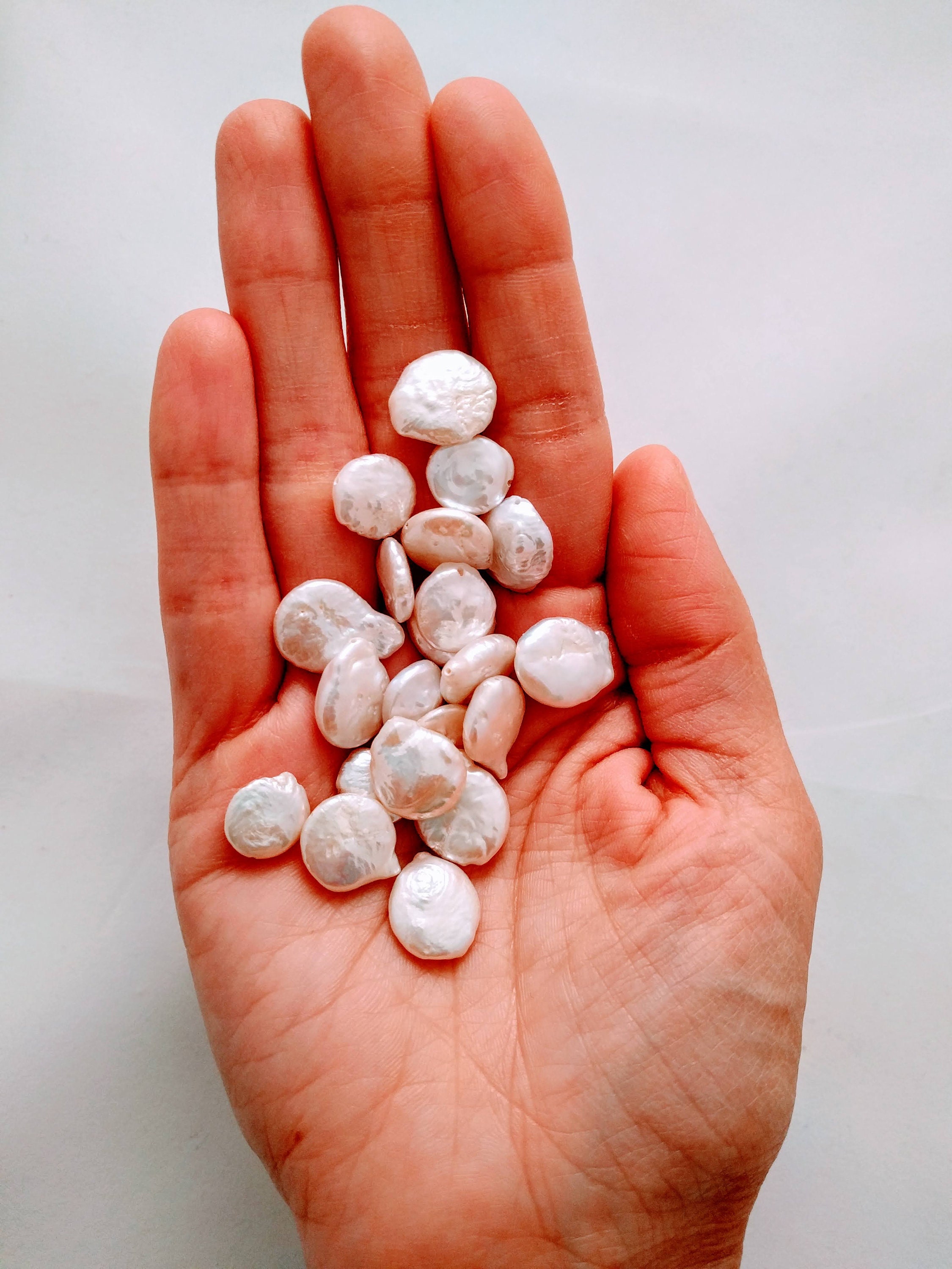 Óvalo plano grande perla perla cultivada perlas cultivadas / 7 cuentas ...