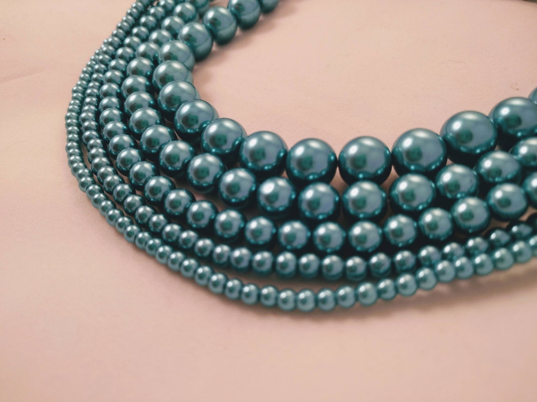 Montana Blue Round Glass Pearl Strand | Blue Beads | 3mm 4mm 6mm 8mm ...