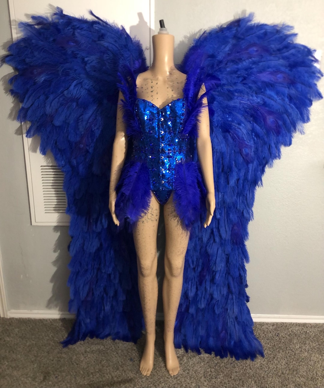 Royal Blue Ostrich Feather Angel Wings & Corset Set - Etsy