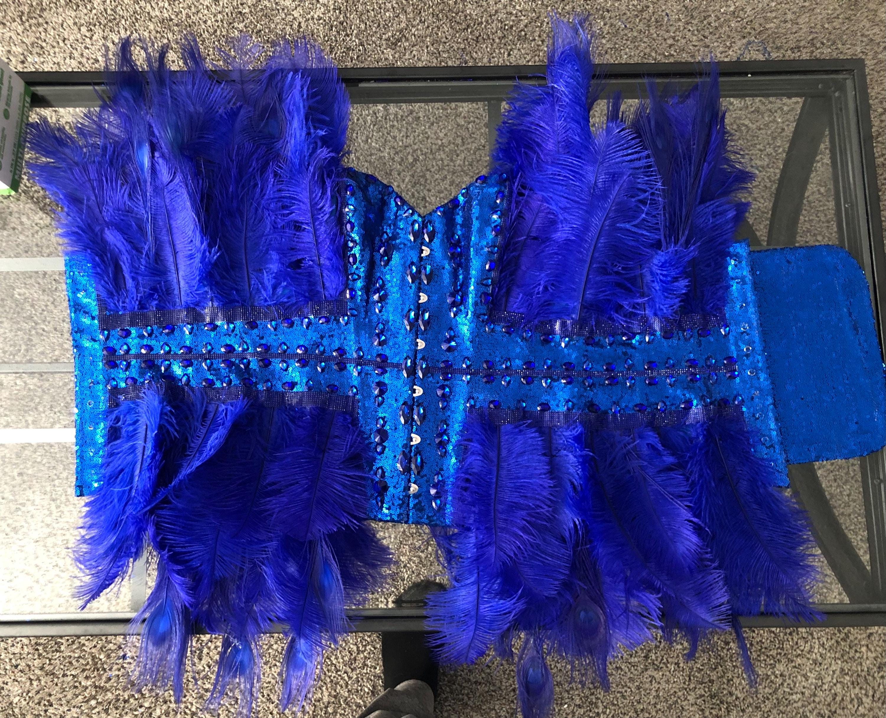 Royal Blue Ostrich Feather Angel Wings & Corset Set - Etsy
