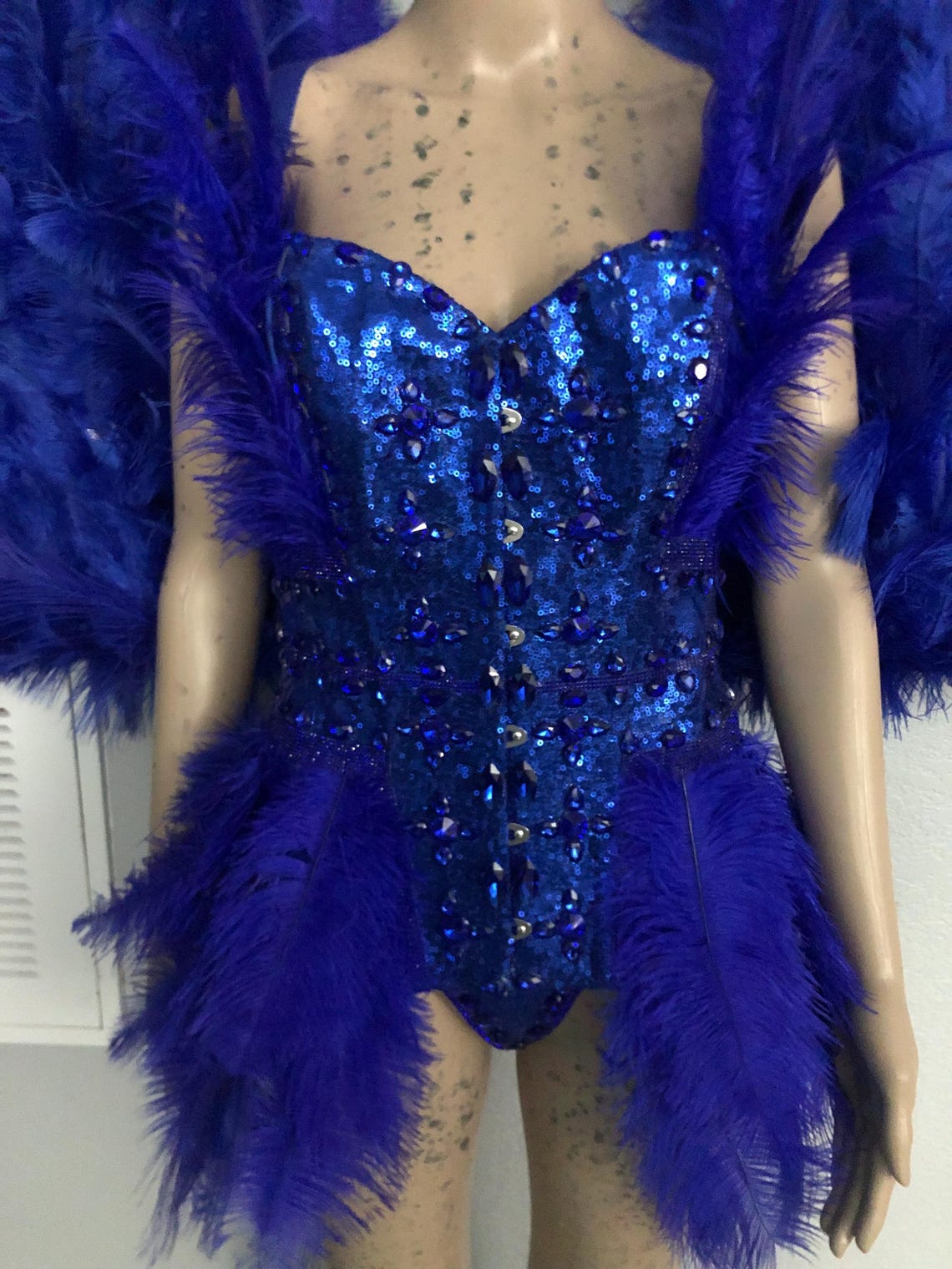 Royal Blue Ostrich Feather Angel Wings & Corset Set - Etsy