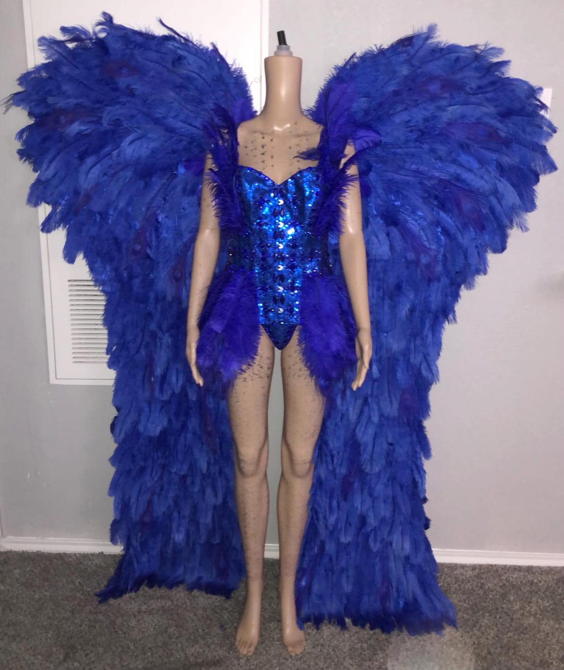Royal Blue Ostrich Feather Angel Wings & Corset Set - Etsy