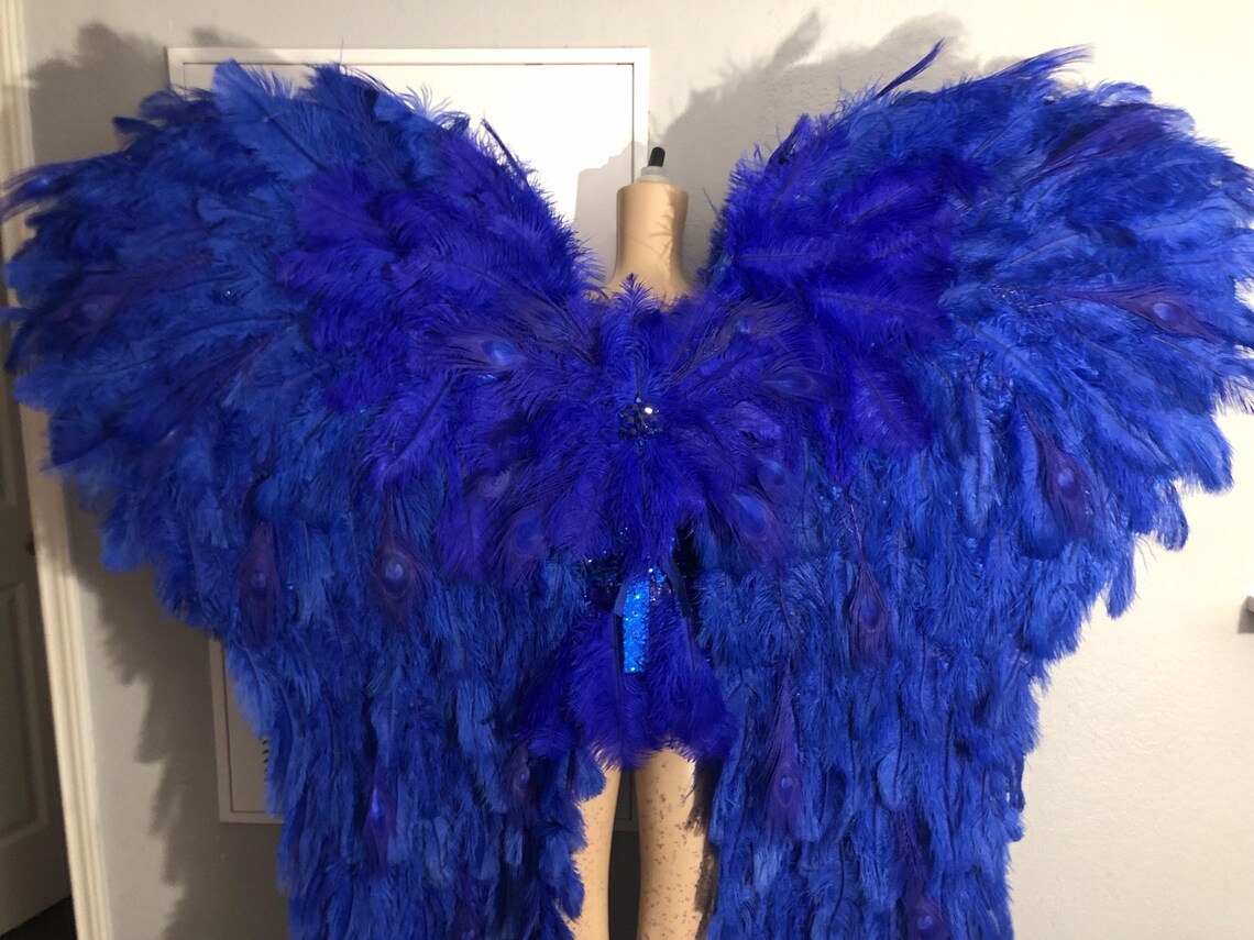 Royal Blue Ostrich Feather Angel Wings & Corset Set - Etsy