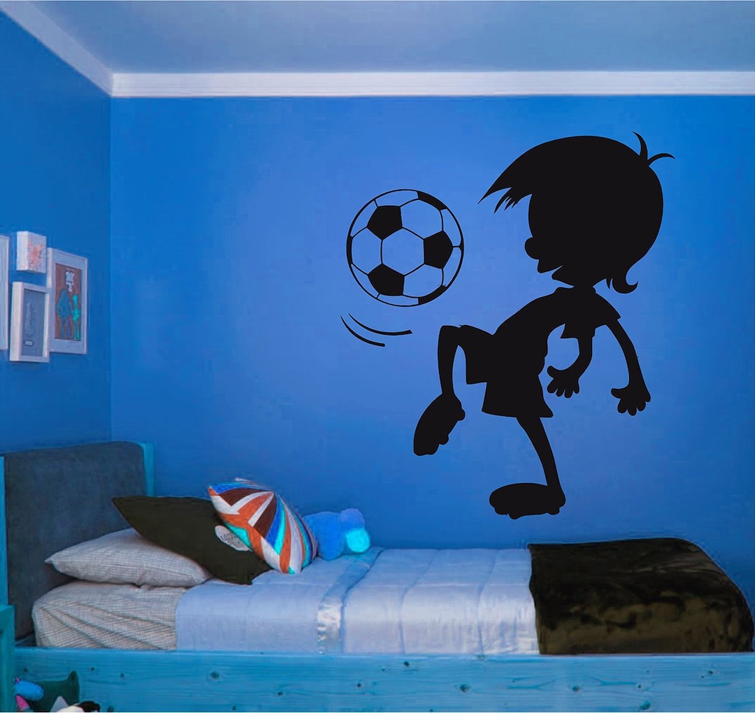 Child Football Star Sticker, Vinyl Wall Art Sticker, Transfer, Mural ...