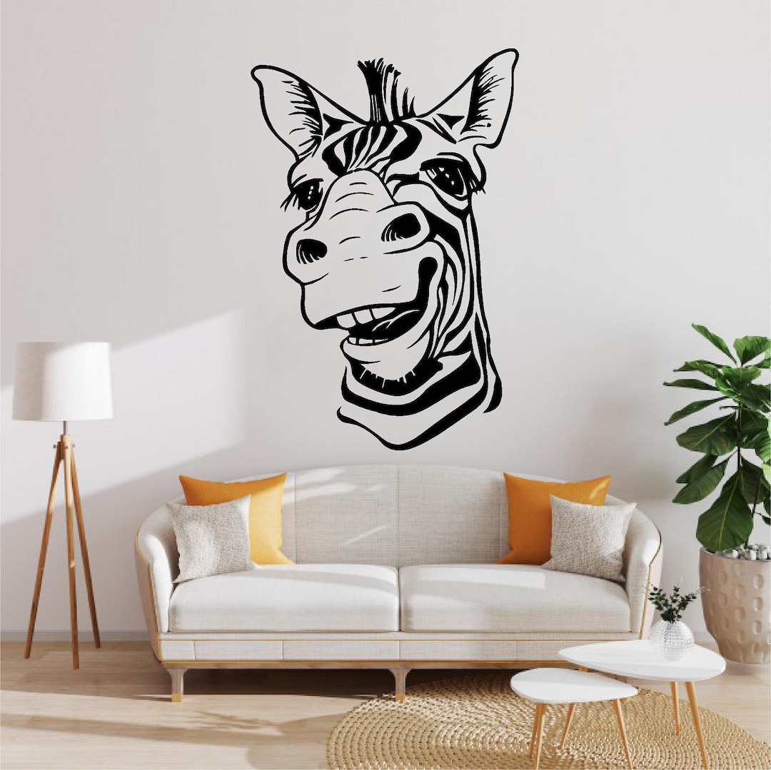 Cartoon Zebra Head Vinyl Wall Art, Decal, Sticker, Transfer, Mural ...