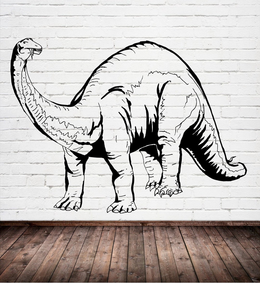 Long Neck Dinosaur Sticker, Vinyl Wall Art Sticker, Transfer, Mural ...