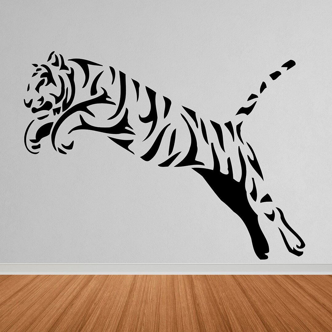 Tiger Pouncing Vinyl Wall Art, Decal, Sticker, Transfer, Mural ...