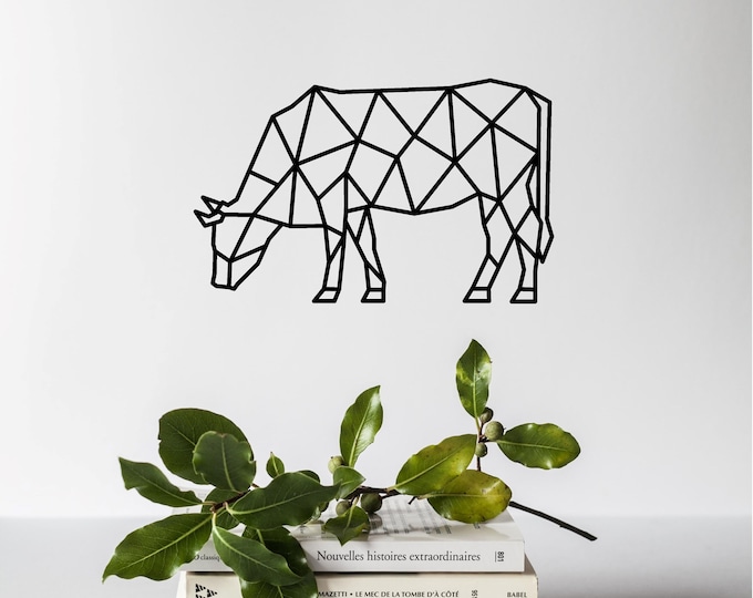 Geometric Cow Wall Art, Minimalist, Modern, Abstract, Decal, Mural ...