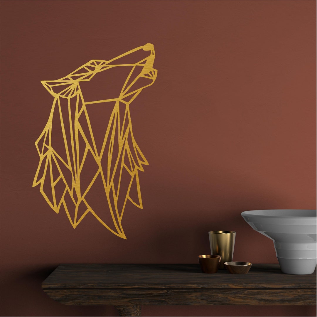 Geometric Howling Wolf Wall Art, Minimalist, Modern, Abstract, Decal ...
