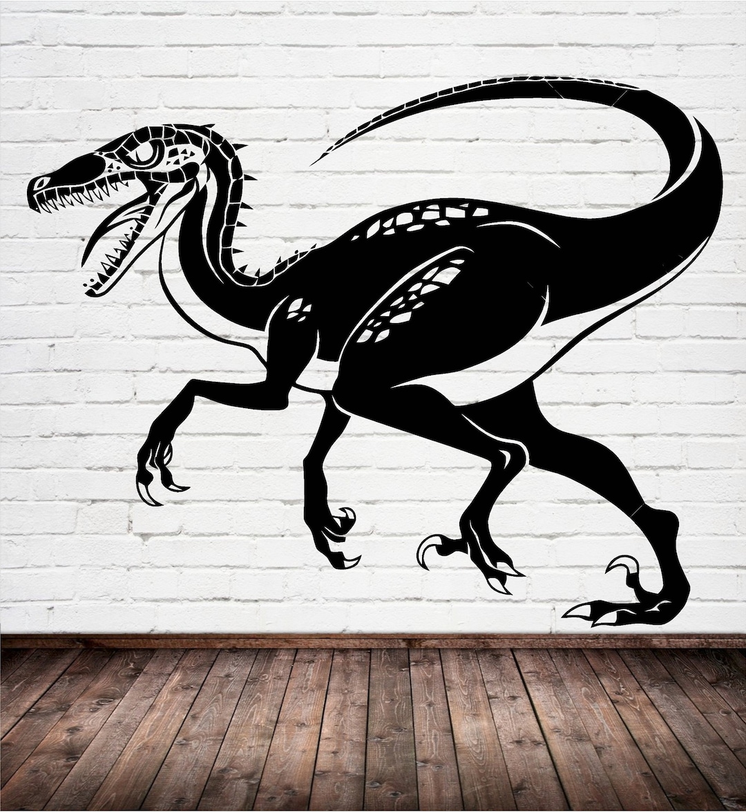 Velociraptor Dinosaur Sticker, Vinyl Wall Art Sticker, Transfer, Mural ...