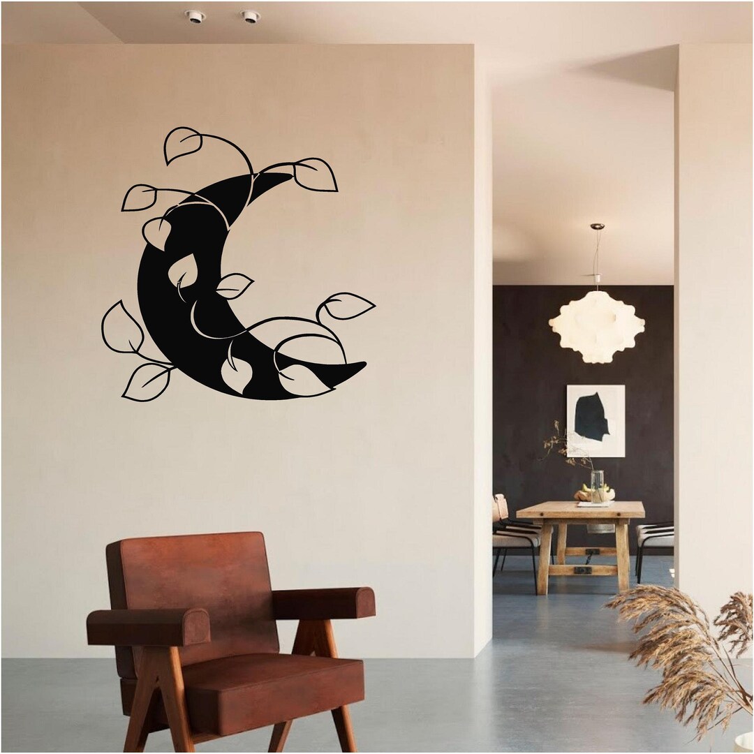 Leafy Moon Sticker Vinyl Wall Art, Decal, Sticker, Transfer, Mural ...