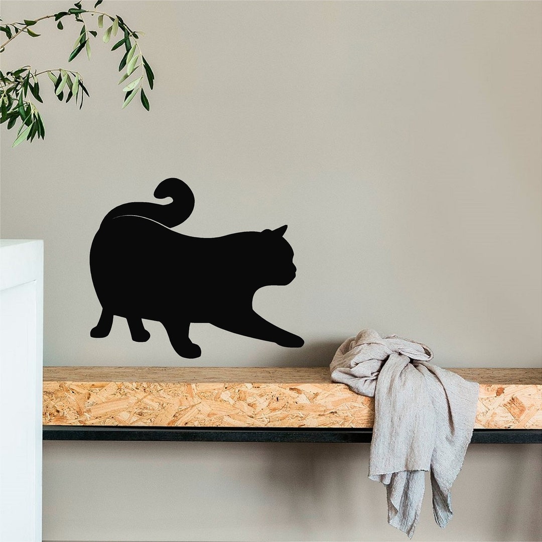 Black Cat Vinyl Wall Art, Decal, Sticker, Transfer, Mural, Removable ...