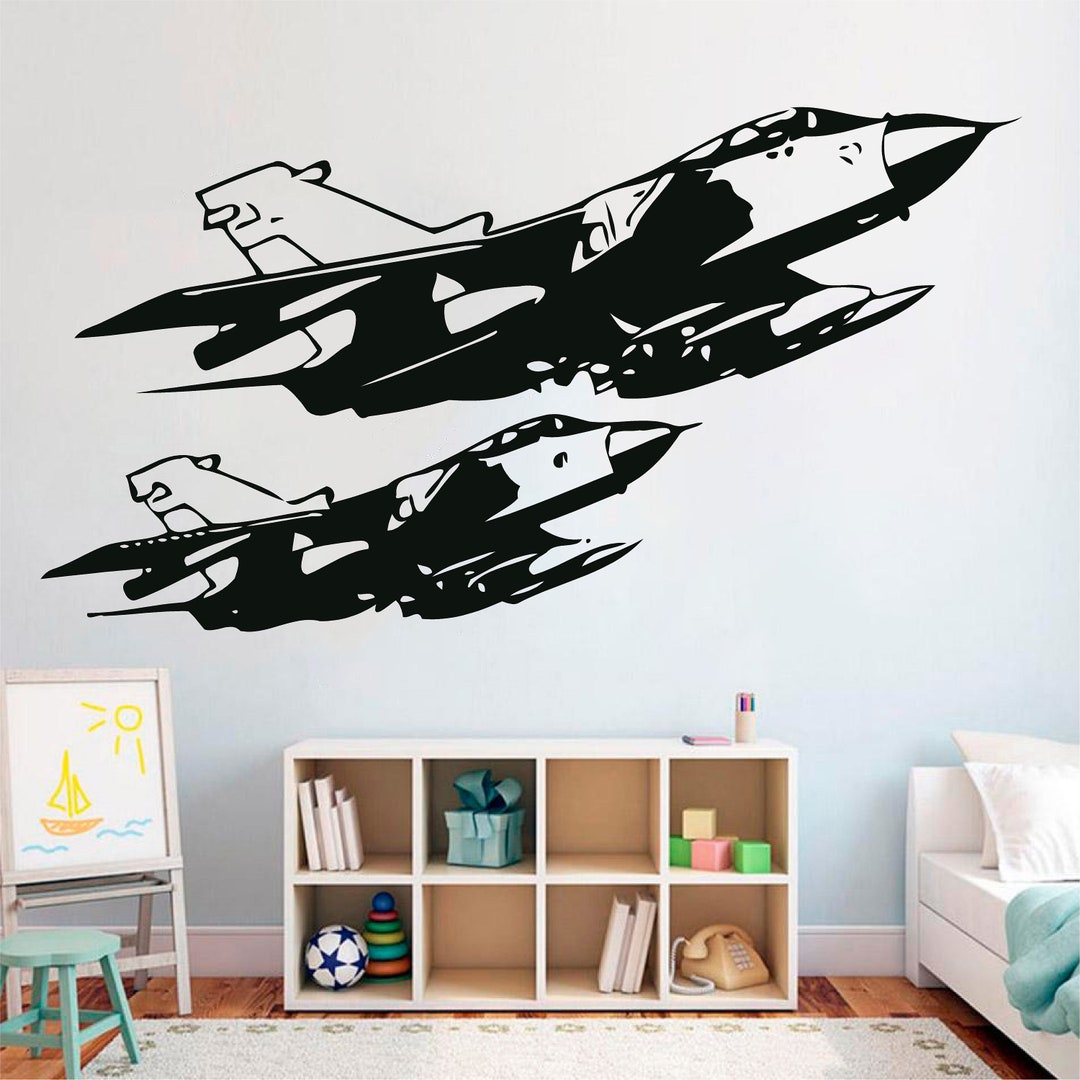 Two Fighter Jets Vinyl Wall Art, Decal, Sticker, Transfer, Mural ...