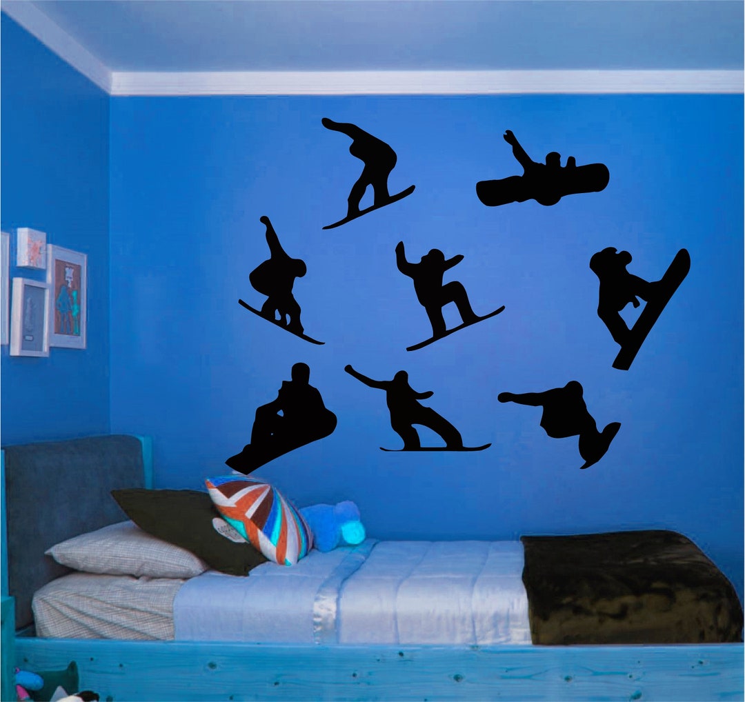 Eight Snow Boarders Sticker, Vinyl Wall Art Sticker, Transfer, Mural ...