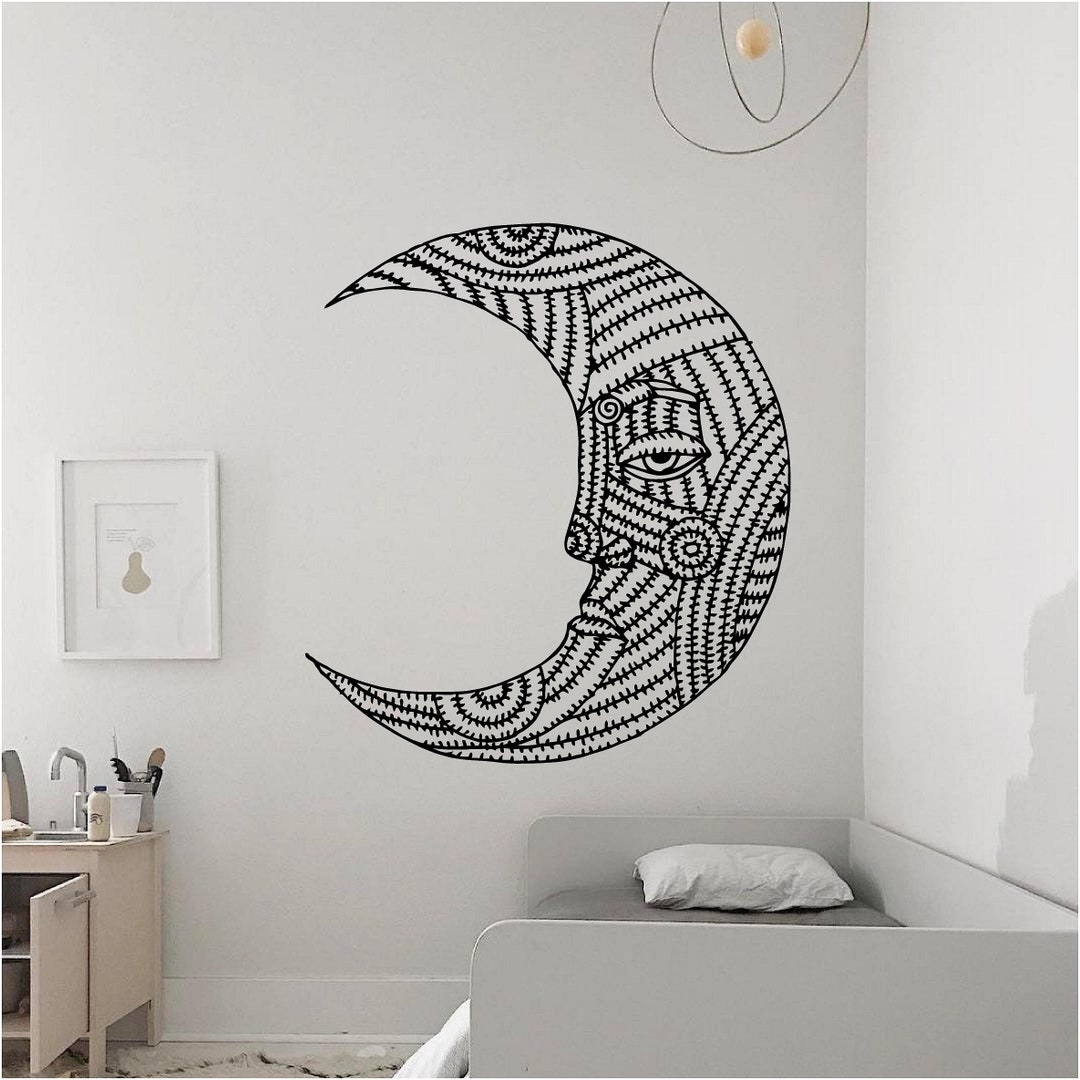 Crescent Moon Mandala Vinyl Wall Art, Decal, Sticker, Transfer, Mural ...