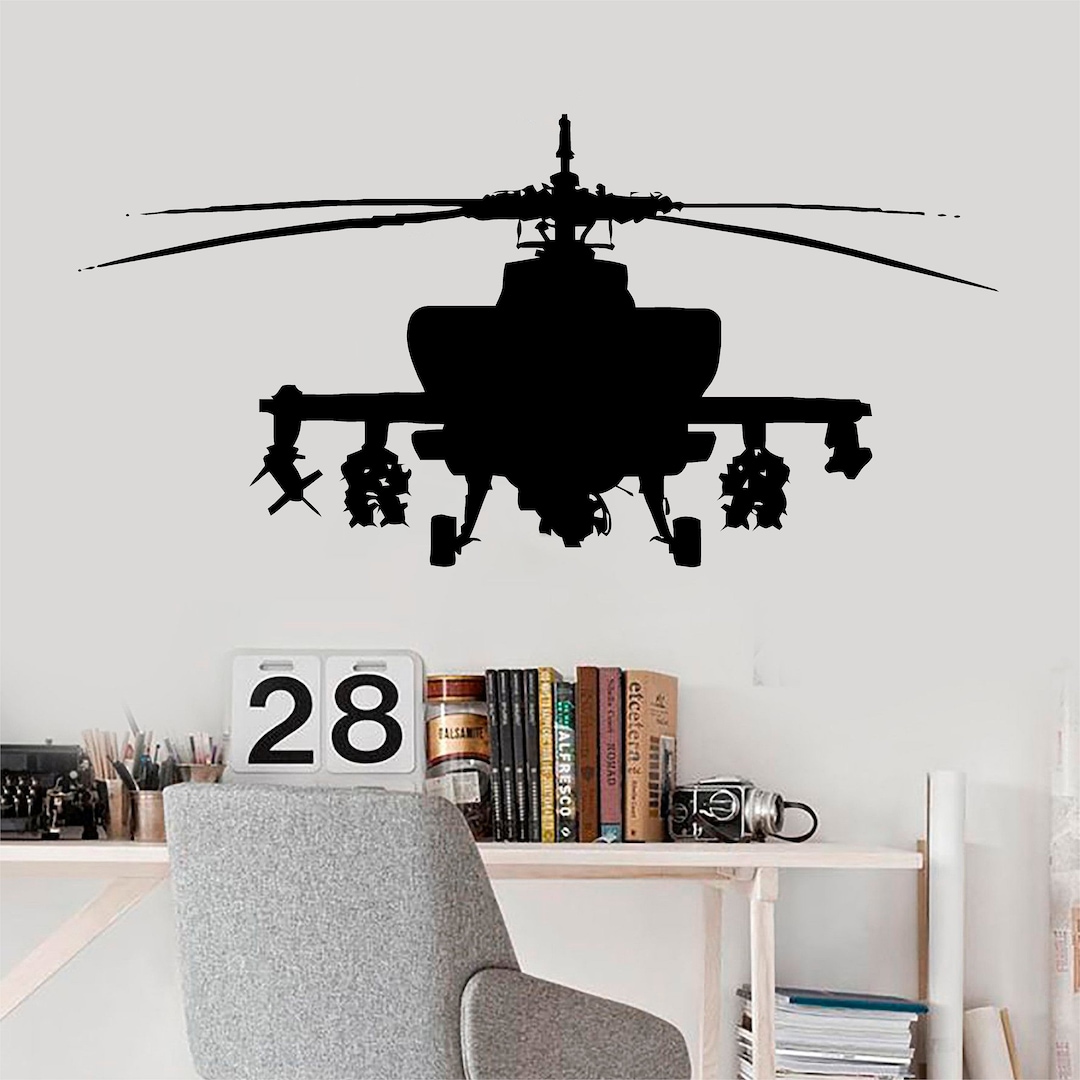 Apache Helicopter Vinyl Wall Art, Decal, Sticker, Transfer, Mural ...