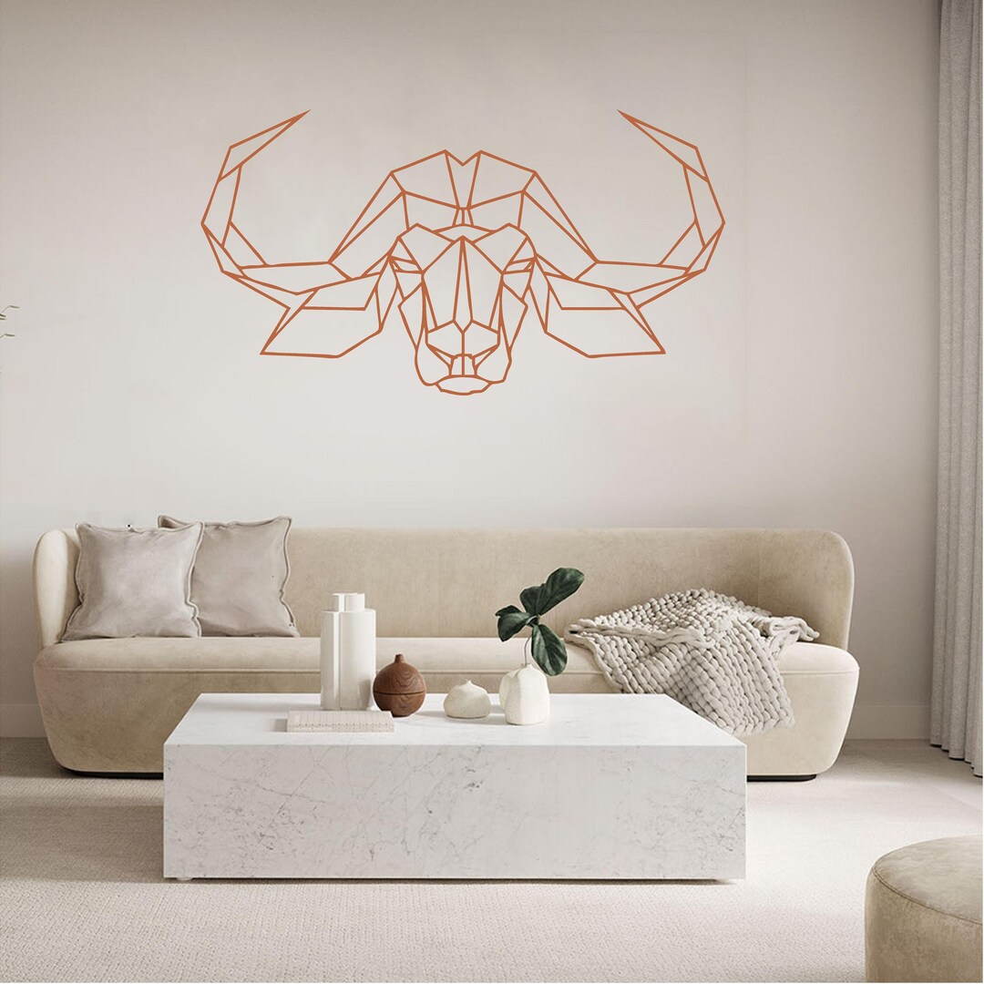 Geometric Buffalo Wall Art, Minimalist, Modern, Abstract, Decal, Mural ...
