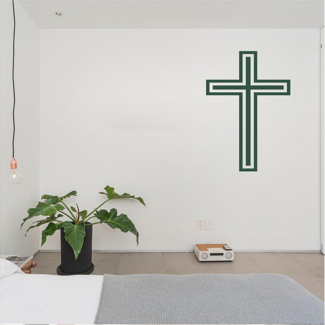 CRUCIFIX Wall Sticker, Christian Symbol, Jesus Christ, Outlined, Vinyl ...