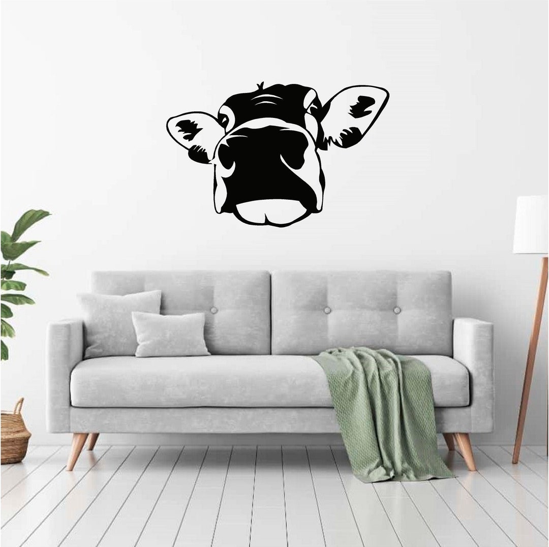 Cows Head Vinyl Wall Art, Decal, Sticker, Transfer, Mural, Removable ...