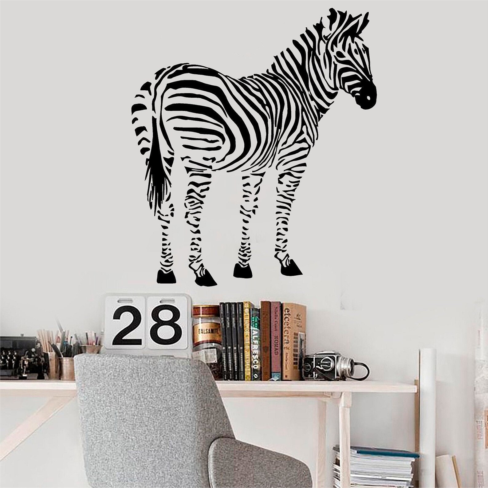 Full Zebra Vinyl Wall Art, Decal, Sticker, Transfer, Mural, Removable ...
