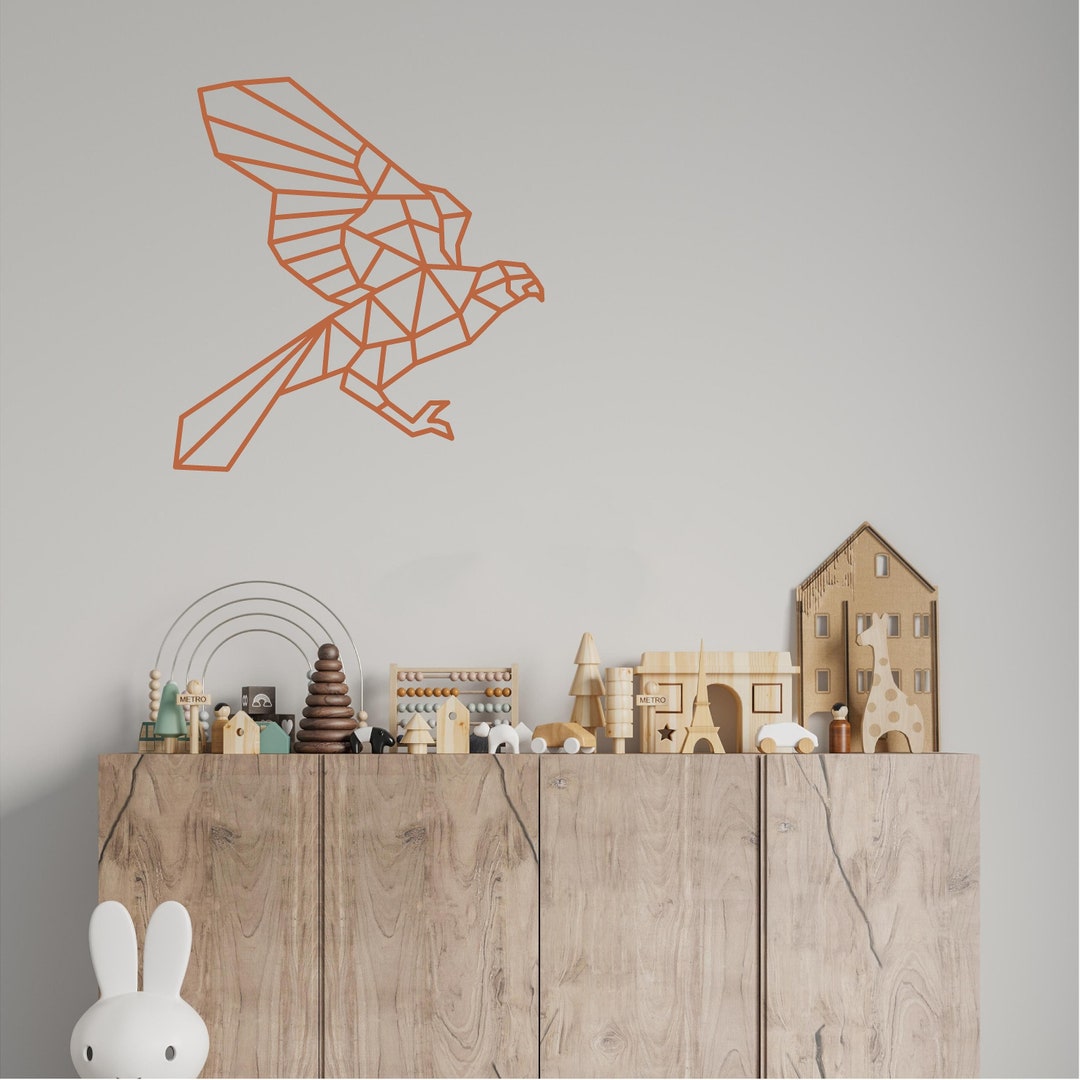 Geometric Hawk Wall Art, Minimalist, Modern, Abstract, Decal, Mural ...