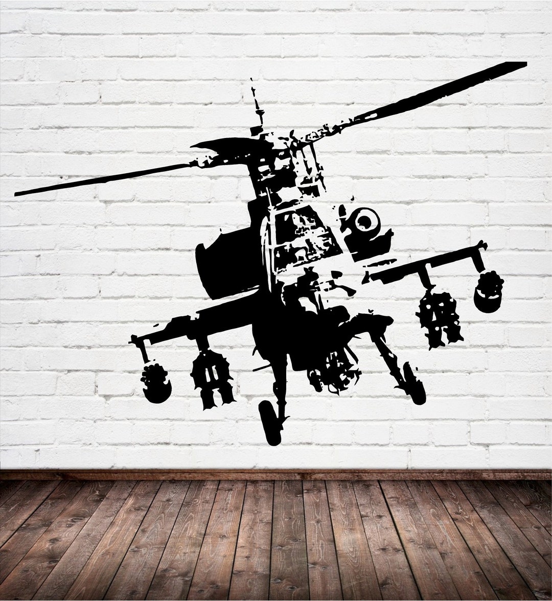 Apache Helicopter Vinyl Wall Art, Decal, Sticker, Transfer, Mural ...