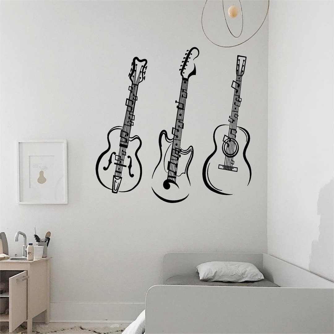 Three Guitar's Vinyl Wall Art, Decal, Sticker, Transfer, Mural ...