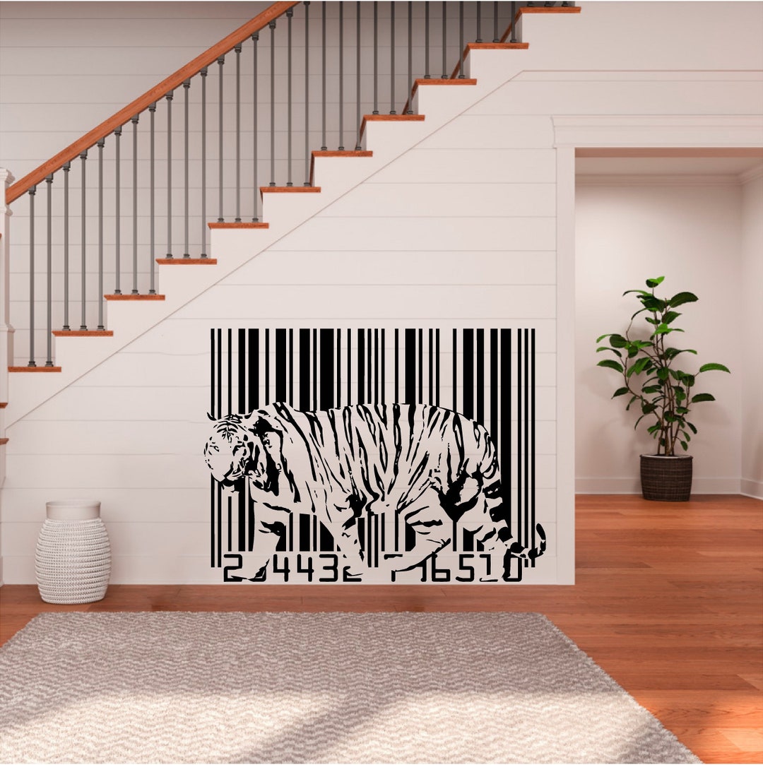 Barcode Tiger Vinyl Wall Art, Decal, Sticker, Transfer, Mural ...