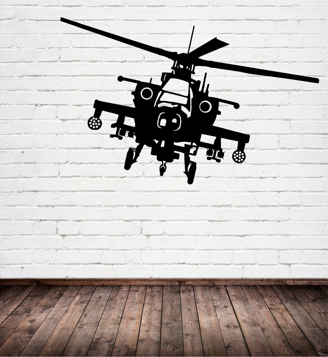 Apache Helicopter Vinyl Wall Art, Decal, Sticker, Transfer, Mural ...